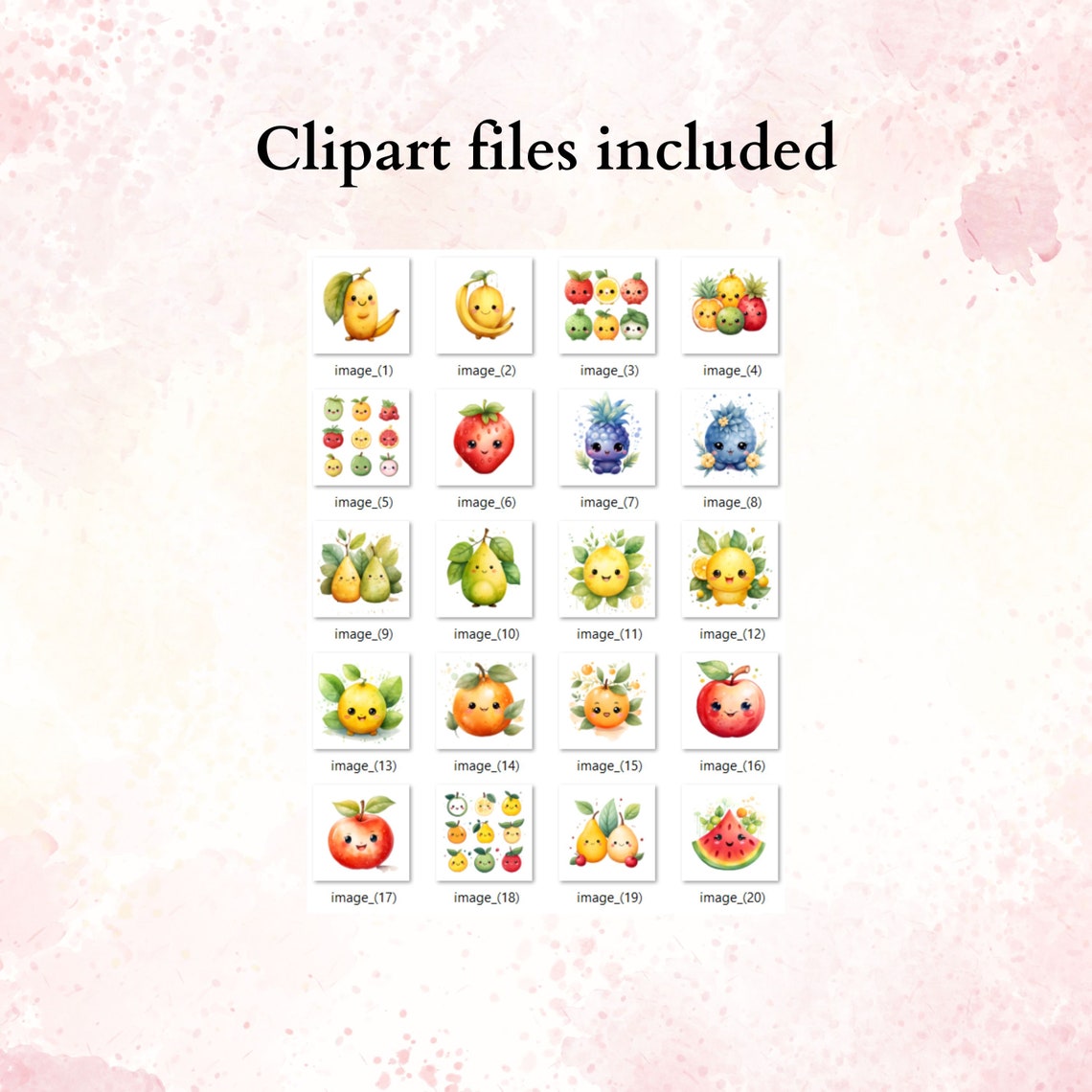 Kawaii Fruits Clipart Watercolor Kawaii Food Clipart Set - Etsy