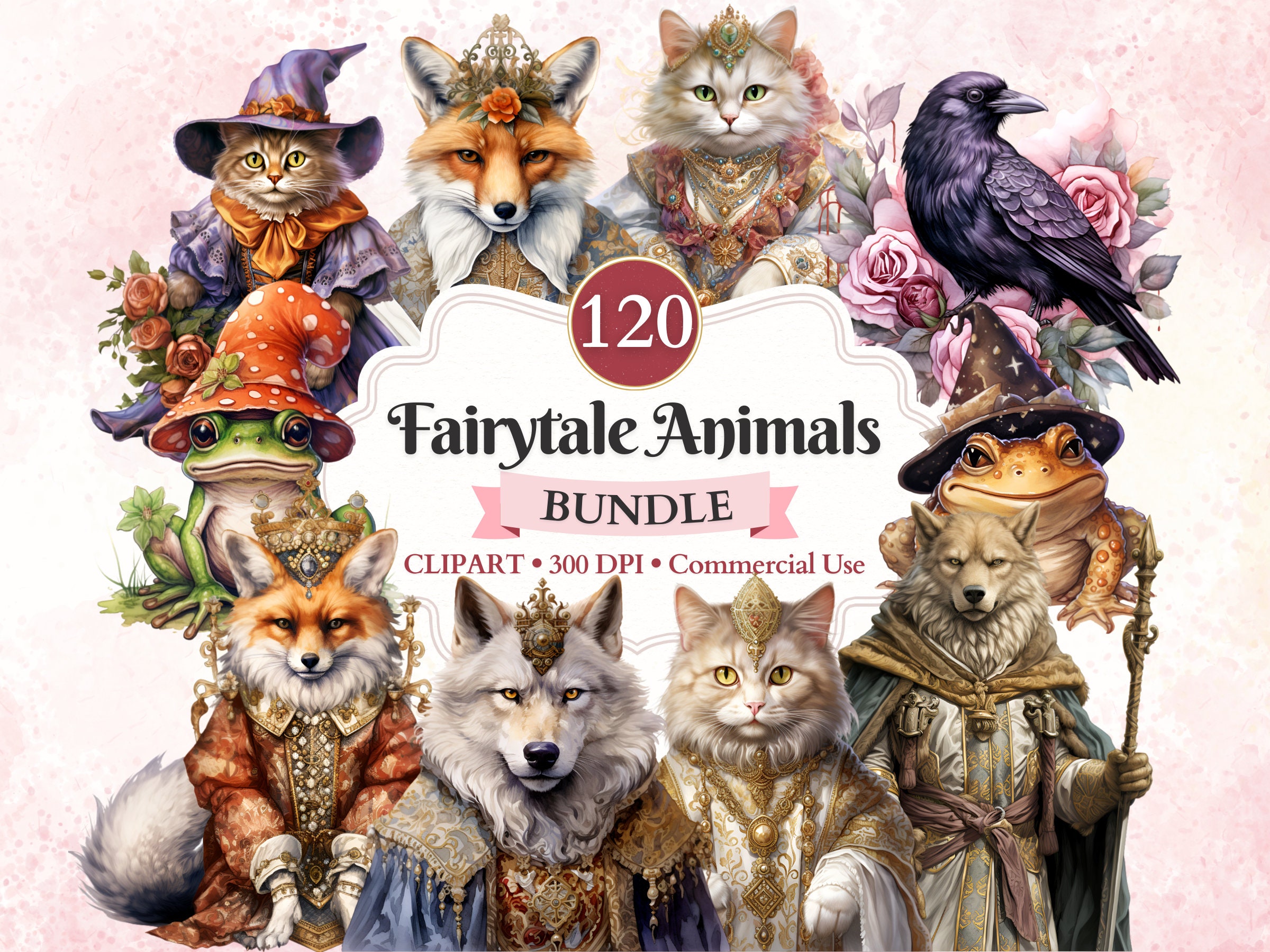 Fairytale Animals Clipart Bundle Victorian Age Medieval - Etsy