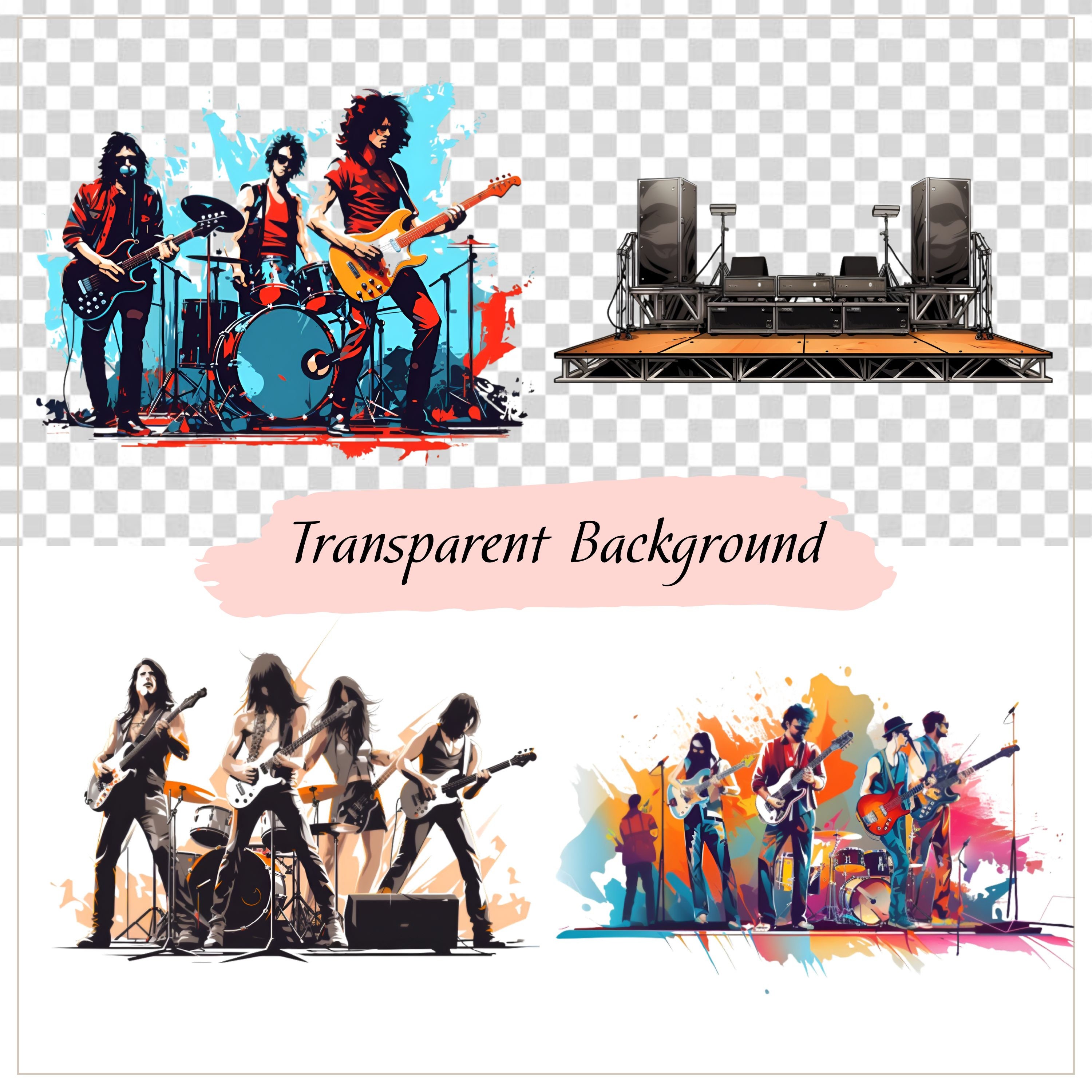 Rock Band Clipart: Rockstar Musicians, Concert Graphics (PNG Files) - Etsy