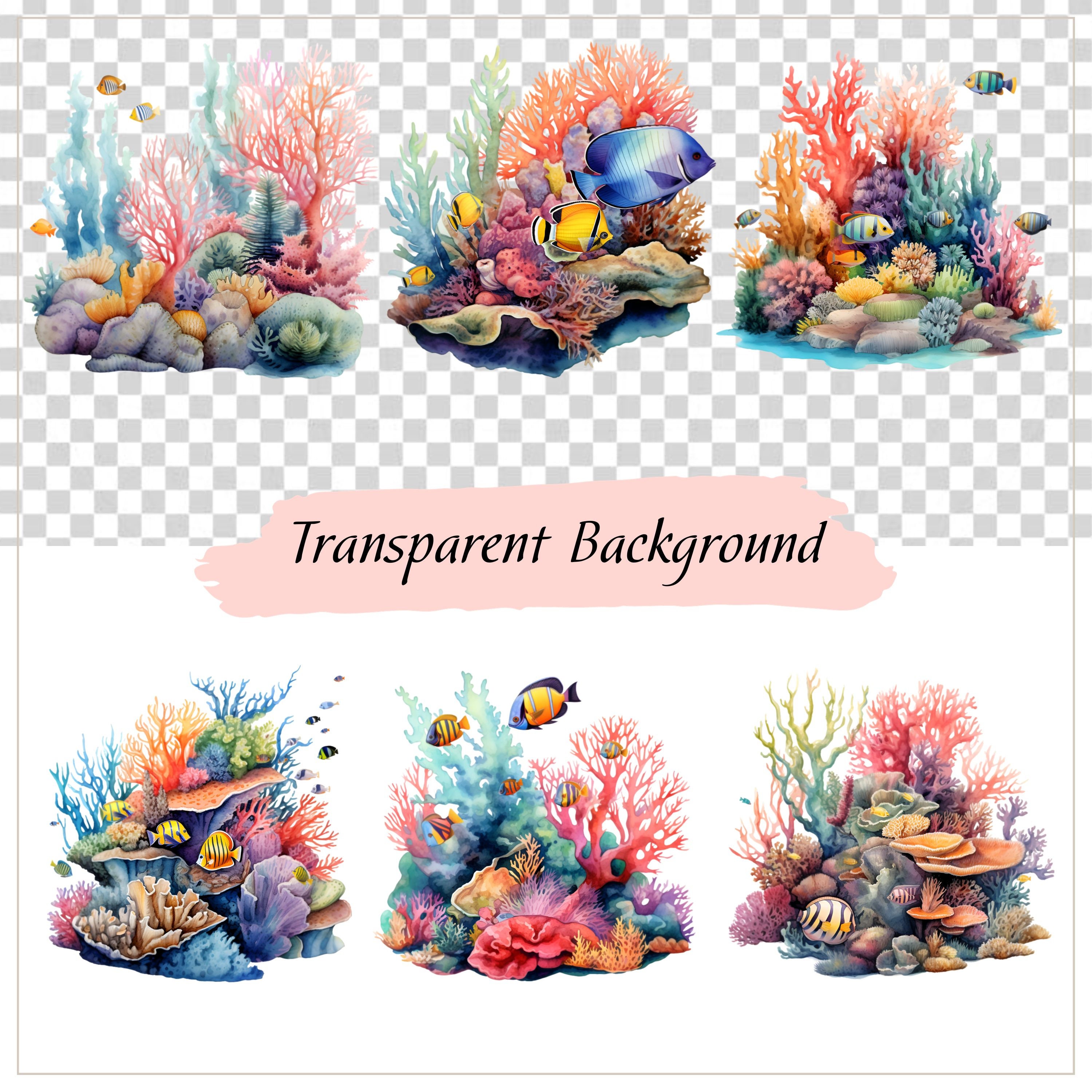 Coral Reef Clipart, Coral Reef Png, Fish Clipart, Underwater Scene, Sea ...