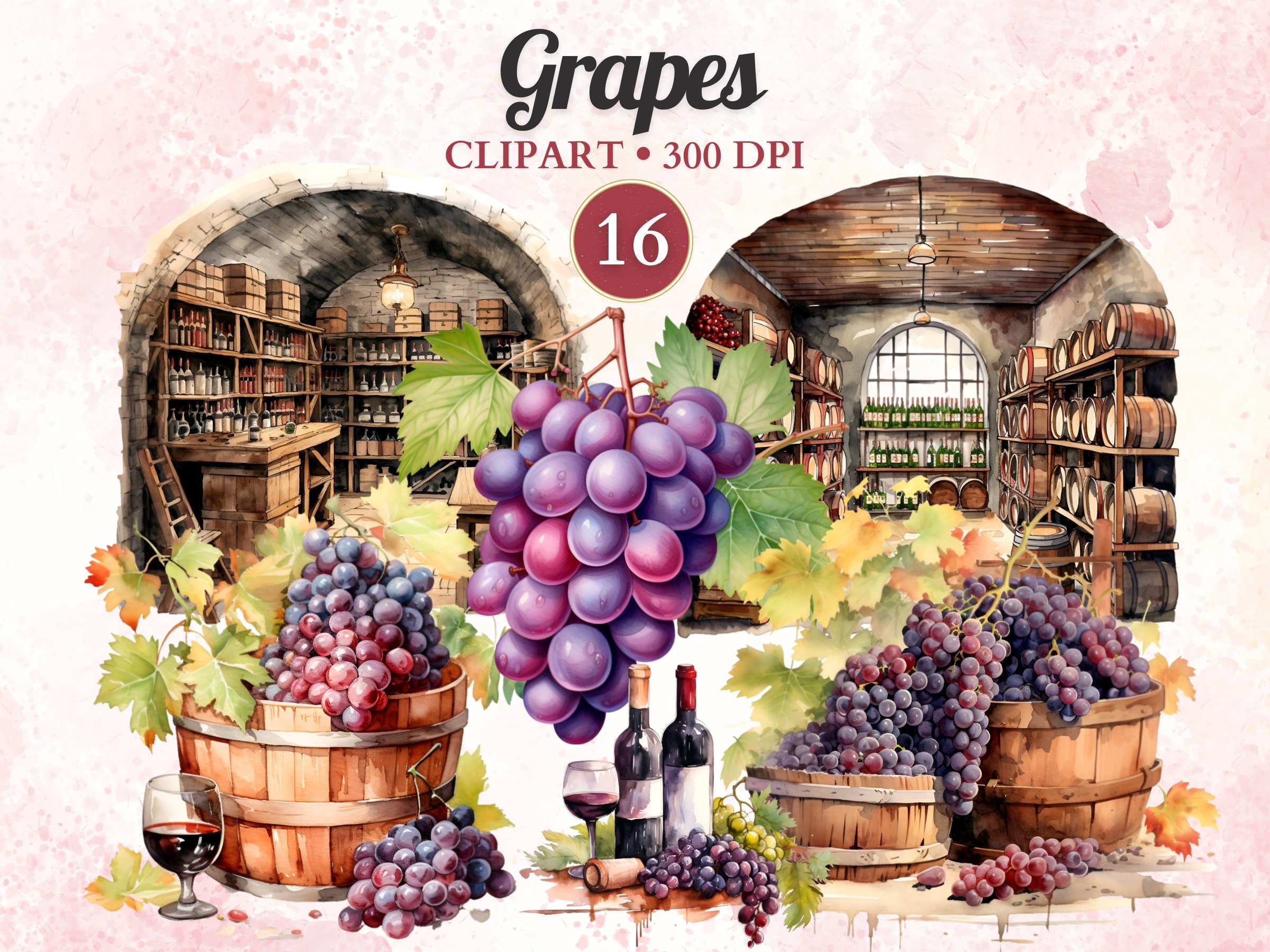 Grapes Clipart, Grape Png, Grapes and Wine, Bunch of Grapes, Fruit ...