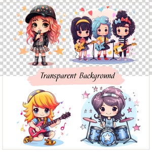 Rockstar Girl Clipart, Cute Rockstar, Band Png, Guitarist, Drummer ...