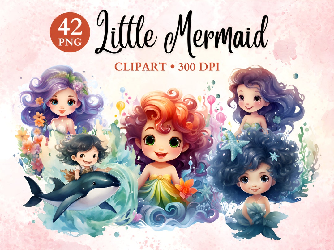 Little Mermaid Clipart Underwater Clipart Watercolor - Etsy