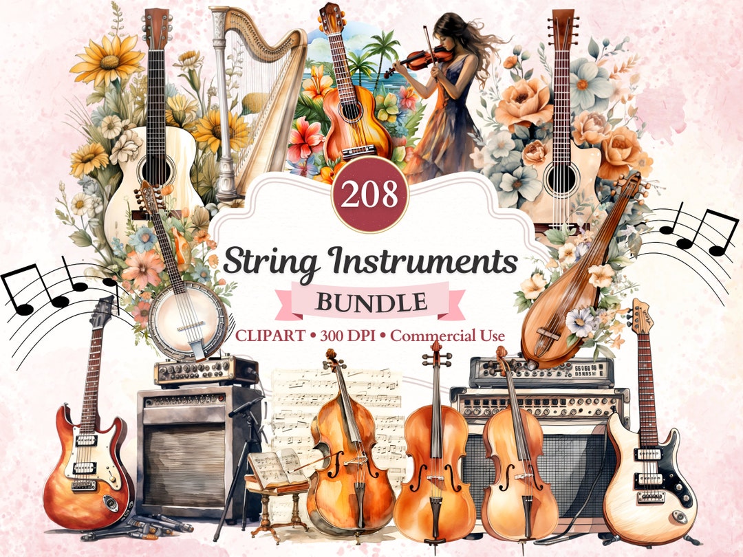 String Instruments Clipart Bundle, Musical Instrument, Violin, Guitar ...