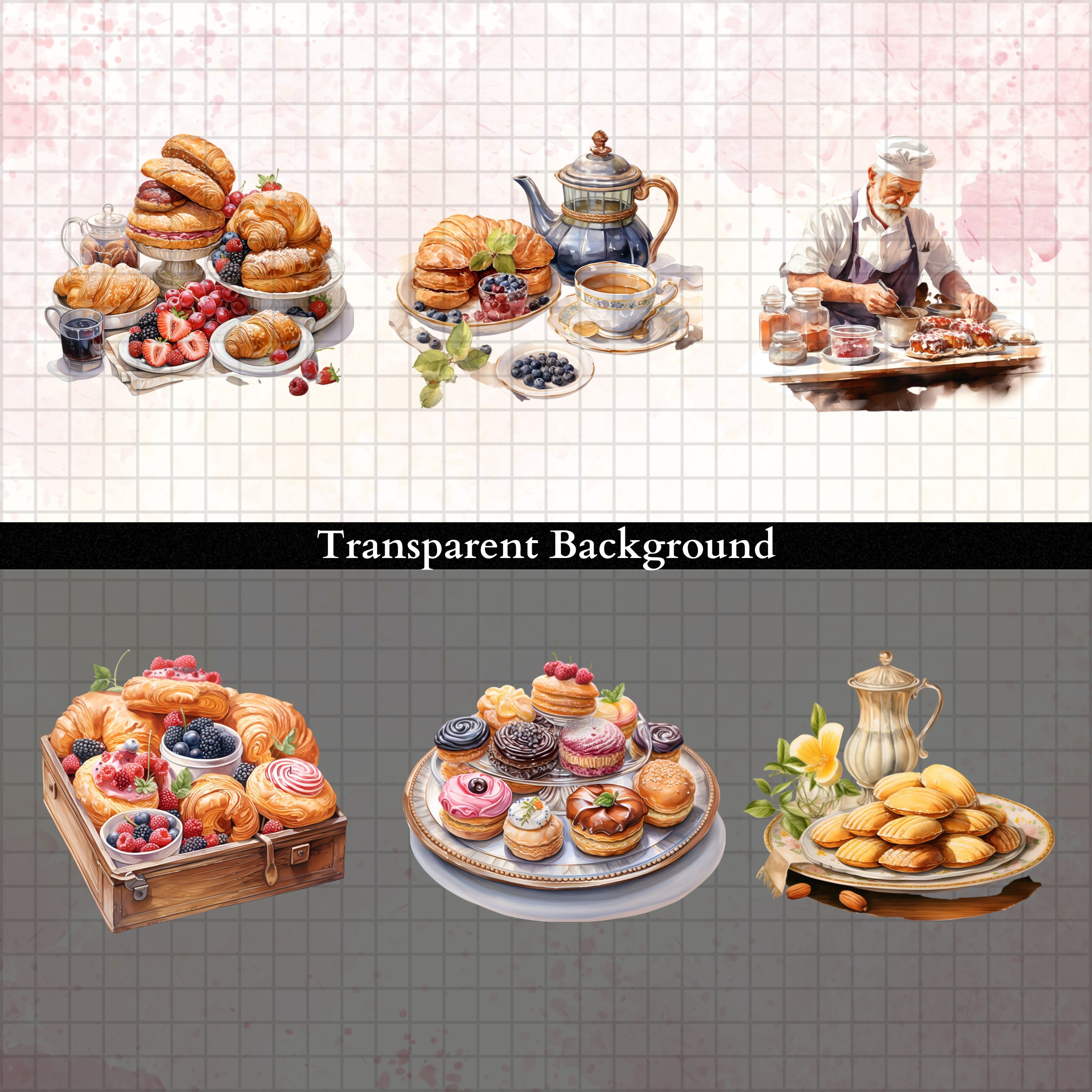 French Pastries Clipart French Bakery Clipart French Sweets Pastry