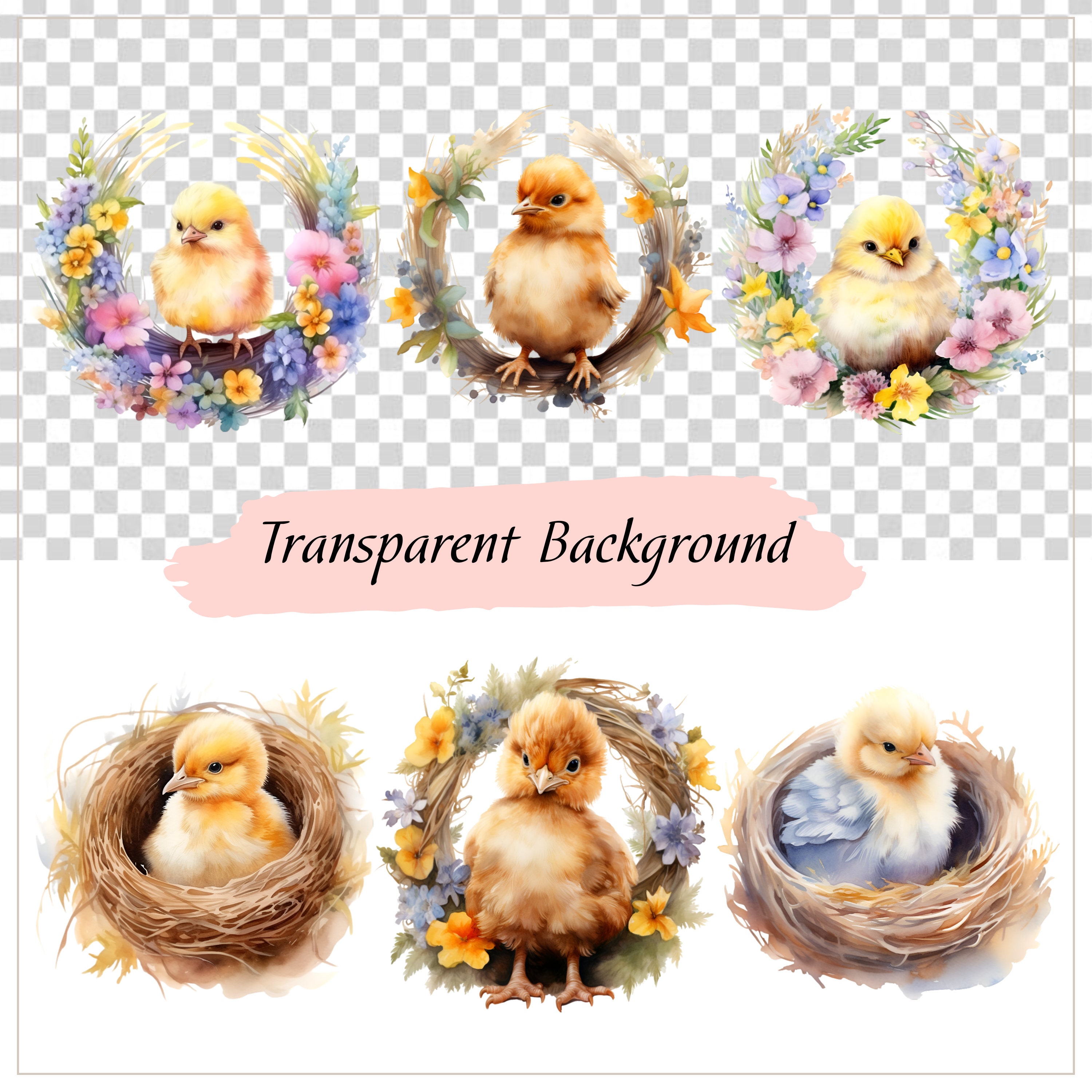 Chick Clipart, Chick Png, Spring Clipart, Watercolor Easter, Easter ...