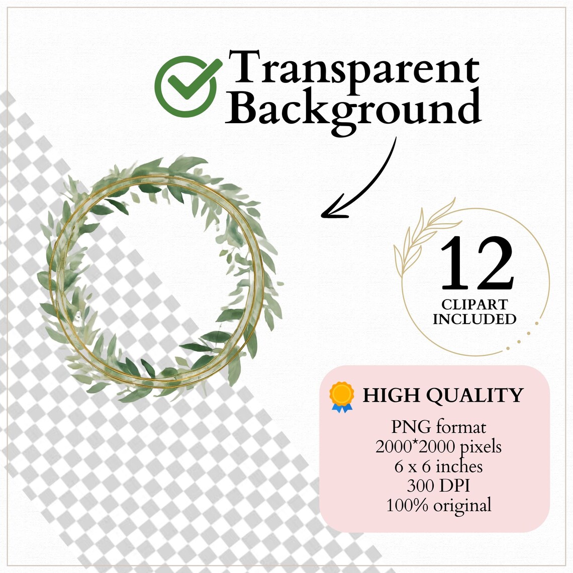 Greenery Frame Clipart, Botanical Leaves Border, Printable Photo Frame ...