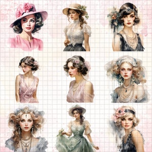Vintage Lady Clipart, Old Scrapbook Lady, Diva Glamour, Romantic Lady ...