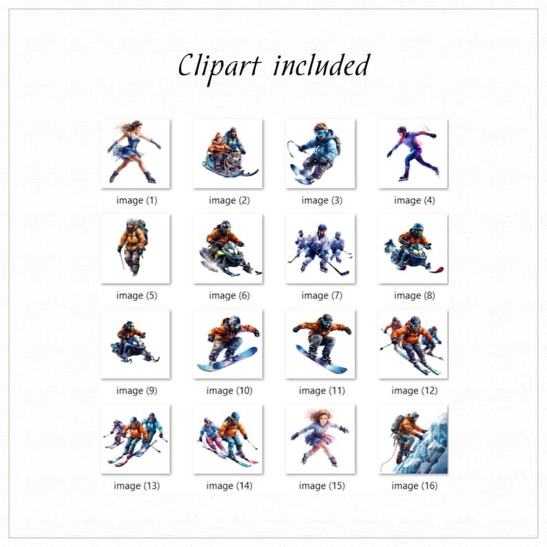 Snow Sport Clipart, Ski, Ice Skate, Snowmobile, Snowboard, Snow Png ...