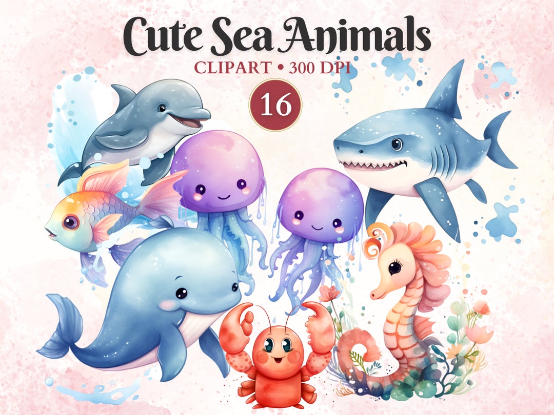 Cute Sea Animals Clipart, Kawaii Clipart, Fish Clipart, Fish Png, Fish ...