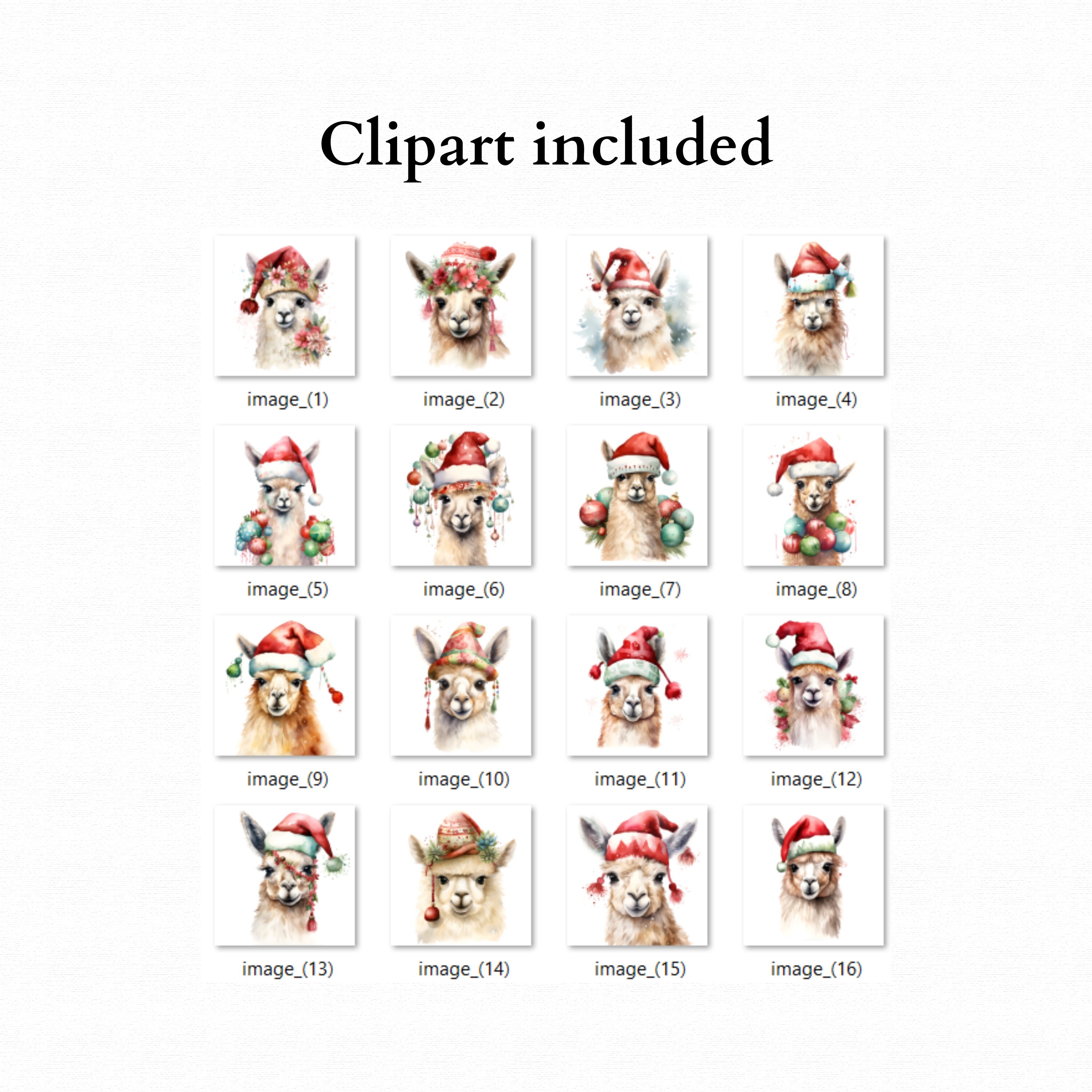 Christmas Llama Clipart, Llama Png, Cute Alpaca, Cute Animal Clipart ...