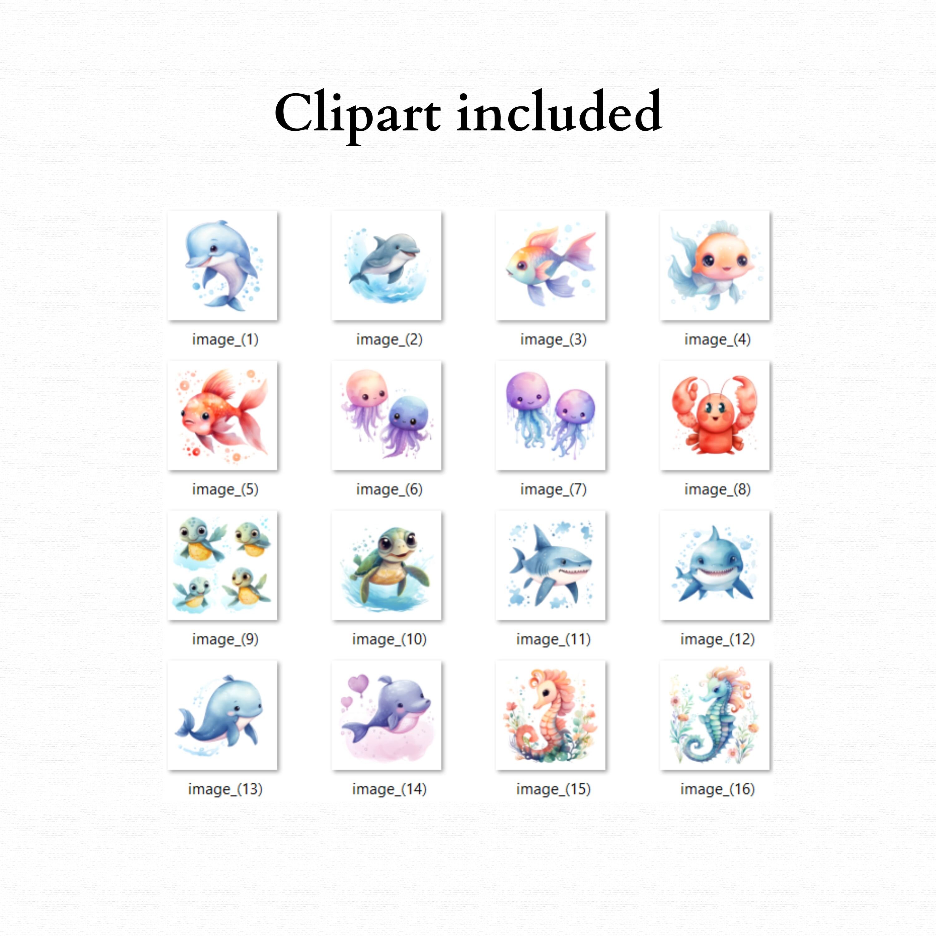 Cute Sea Animals Clipart Kawaii Clipart Fish Clipart Fish - Etsy