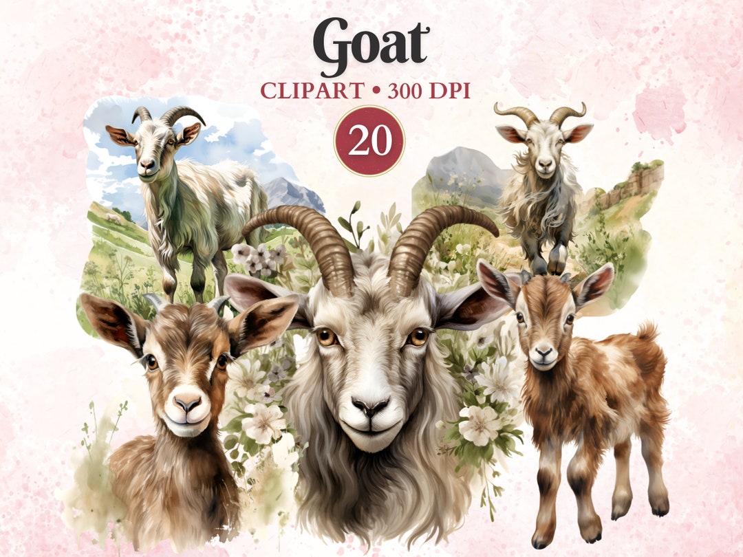 Goat Clipart, Watercolor, Goat Png, Goat Vector, Farm Animal Clipart ...