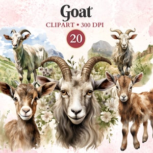 Goat Clipart, Watercolor, Goat Png, Goat Vector, Farm Animal Clipart ...