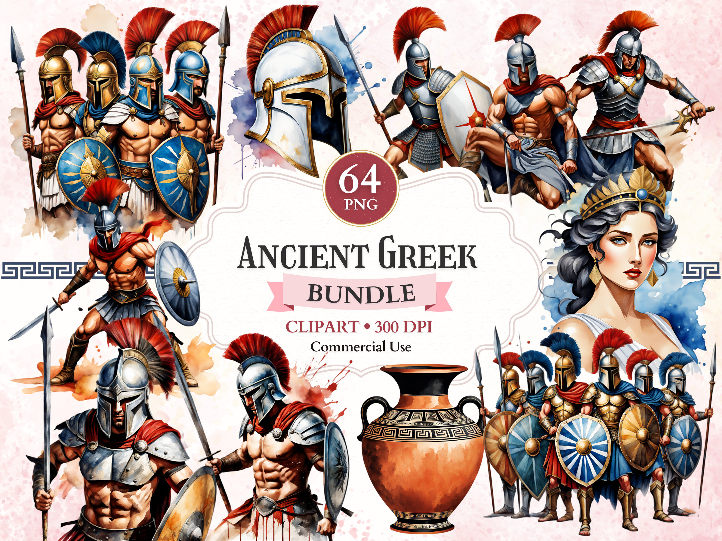 Ancient Greek Clipart Bundle, Greek Warrior Clipart, Sparta, Gladiator ...
