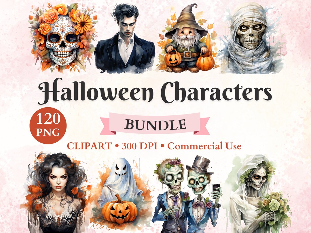 Halloween Characters Clipart Bundle Scary Clipart Halloween - Etsy