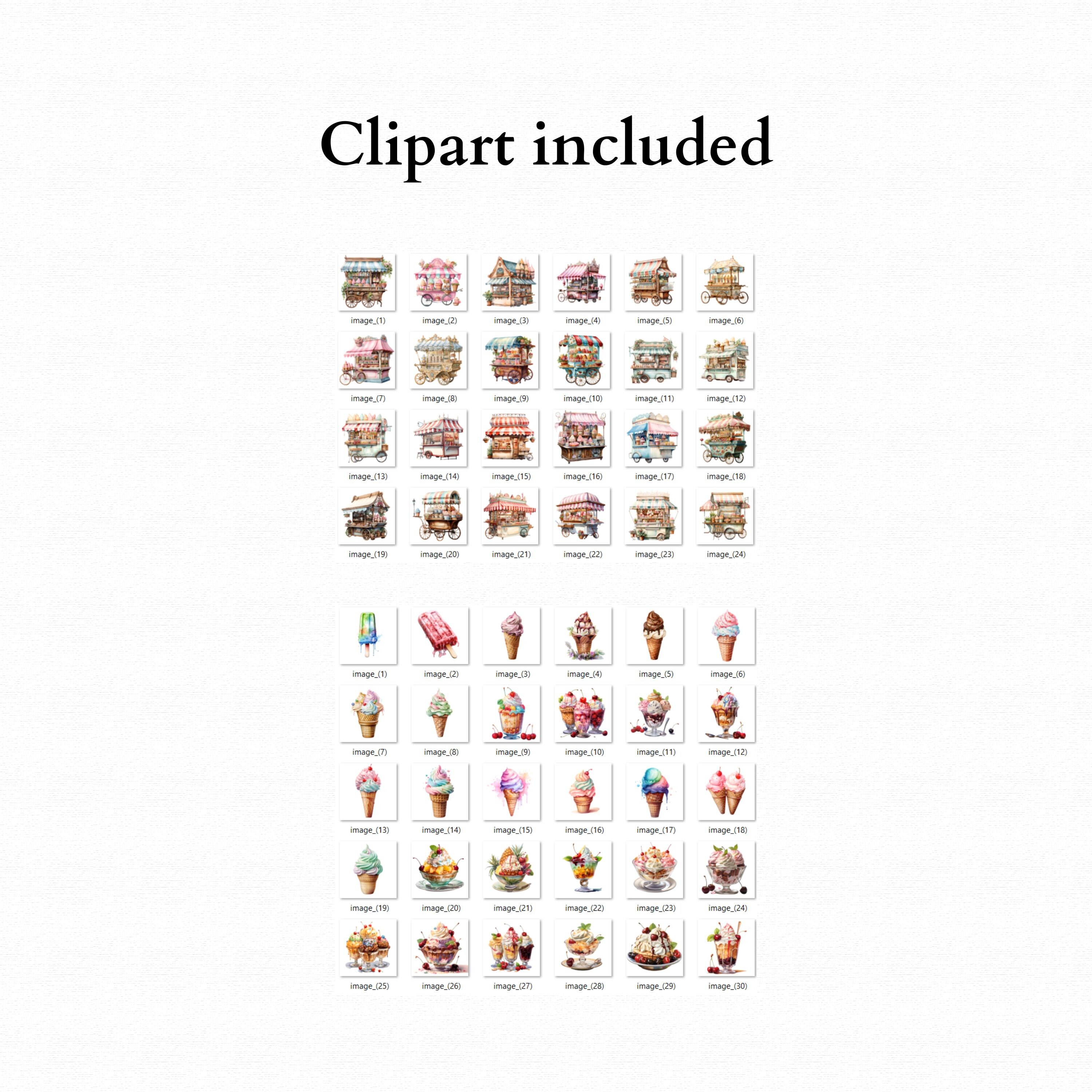 Ice Cream Clipart, Bundle, Set, Png, Cone, Summer Treats, Ice Cream ...