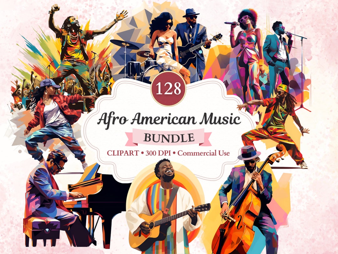 Afro American Music Clipart Bundle, 70s Funk Music, Musician Png ...