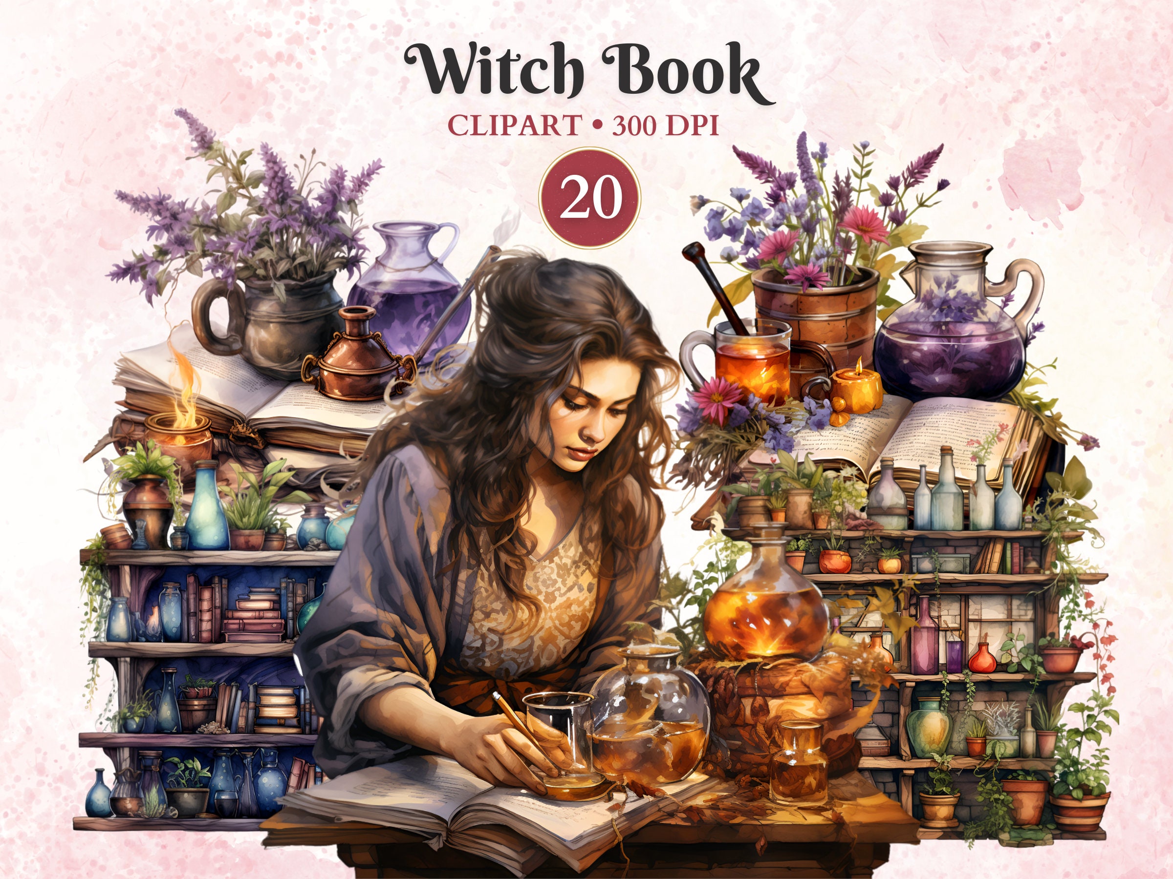 Witch Book Clipart Witch Clipart Magic Books Mystical - Etsy