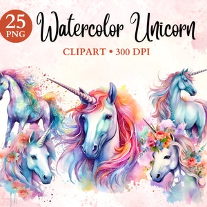 Watercolor Unicorn Clipart, Rainbow Unicorn Png, Fantasy Graphics Png ...