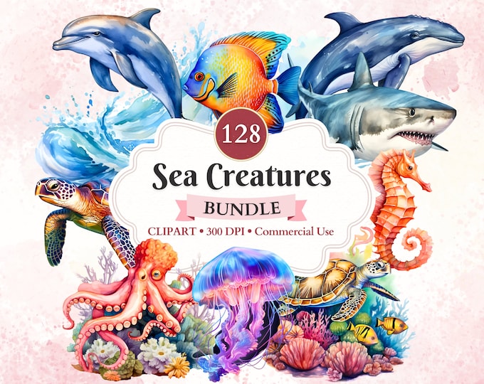 Fish Ocean Clipart Bundle, Sea Animals, Sea World Clipart, Transparent ...