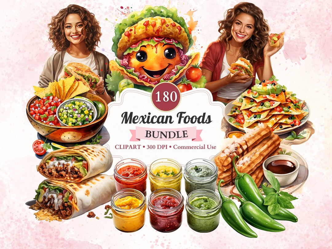 Mexican Food Clipart Bundle, Set, Taco Tuesday, Mexican Treats ...