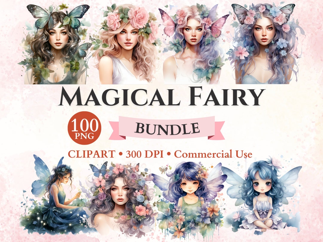 Magical Fairy Clipart Bundle, Beautiful Fairies, Fairytale Clipart ...