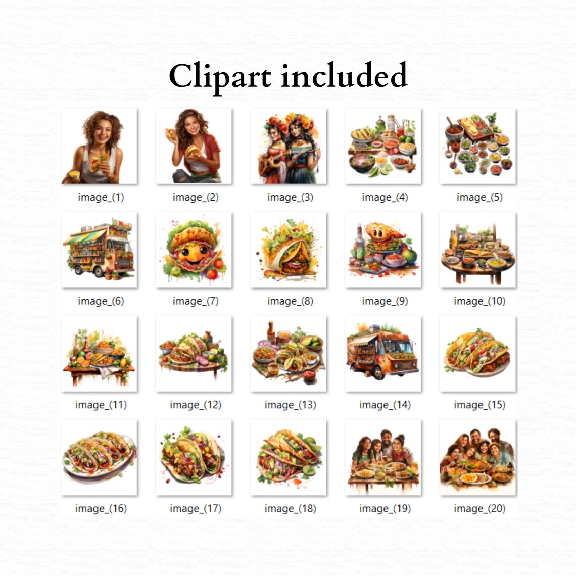 Taco Tuesday Clipart Taco Clipart Mexican Food Mexican - Etsy