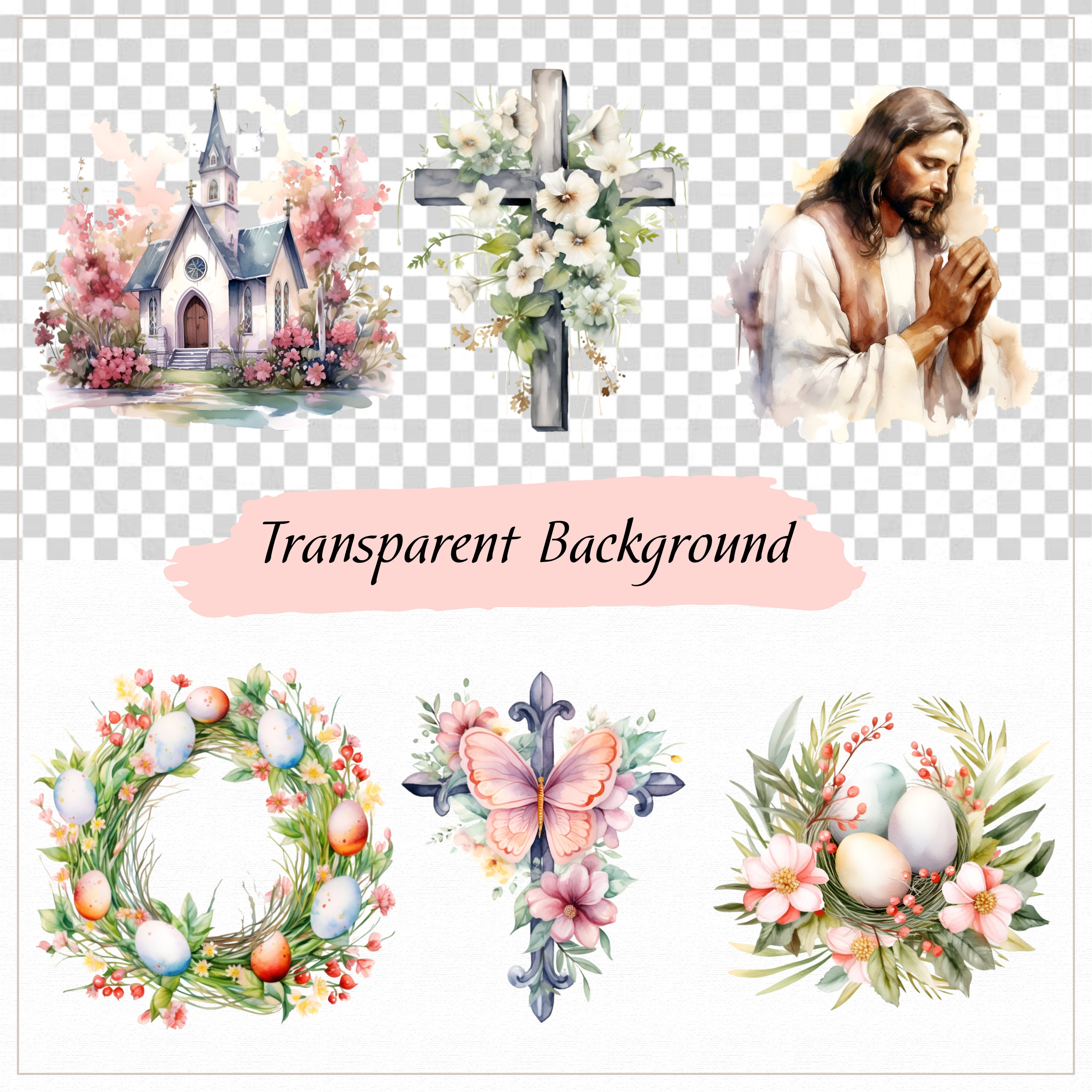Easter Clipart Bundle, Catholic Icons Digital, He is Risen ...