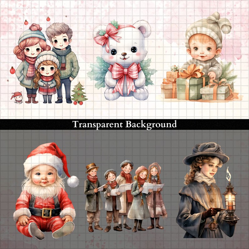 Christmas Characters Clipart Bundle Cute Christmas Clipart - Etsy