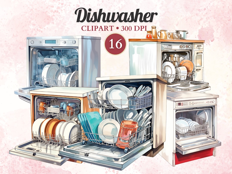 Dishwasher Clipart, Cleaning Clipart, Dirty Dish, Kitchen Appliances ...