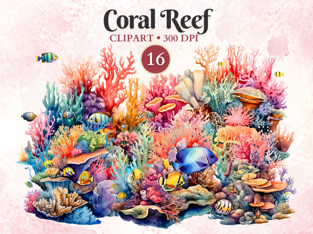 Coral Reef Clipart, Coral Reef Png, Fish Clipart, Underwater Scene, Sea ...