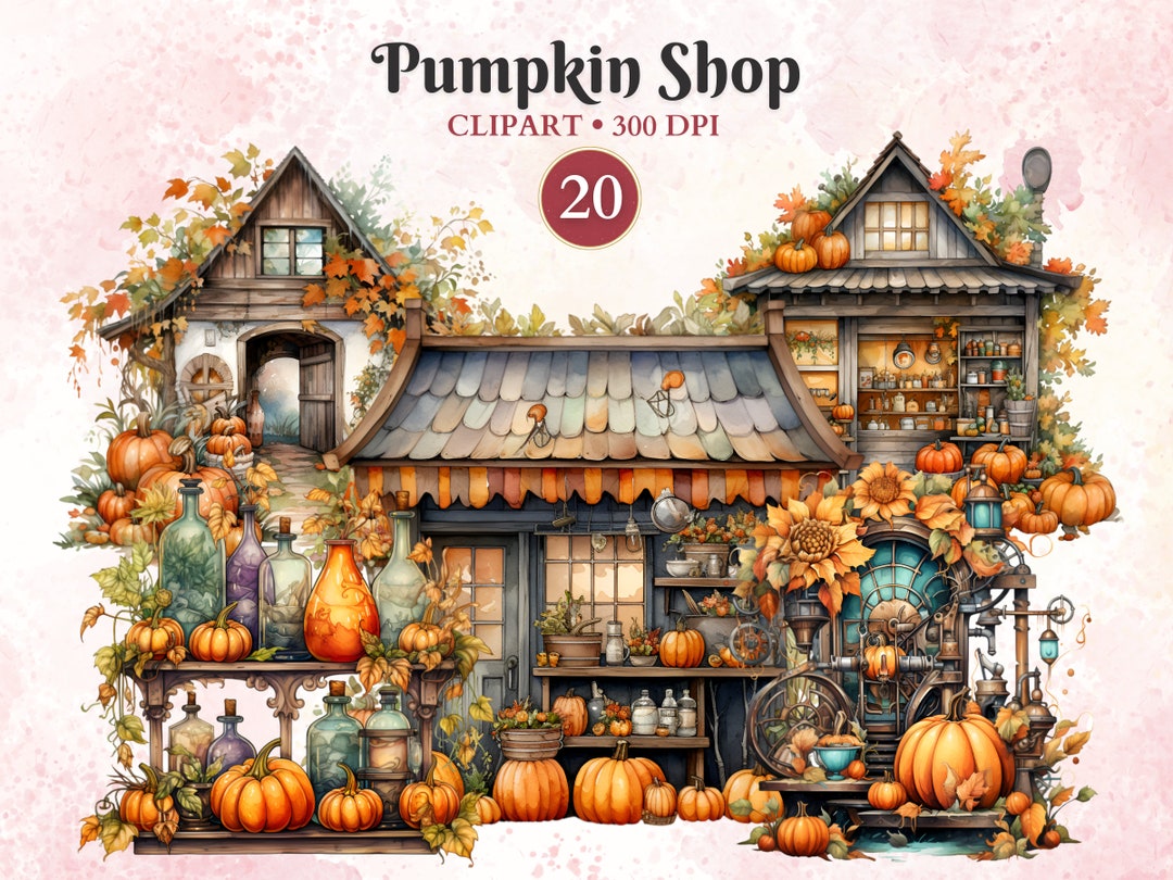 Pumpkin Shop Clipart Pumpkin Clipart Halloween Night - Etsy