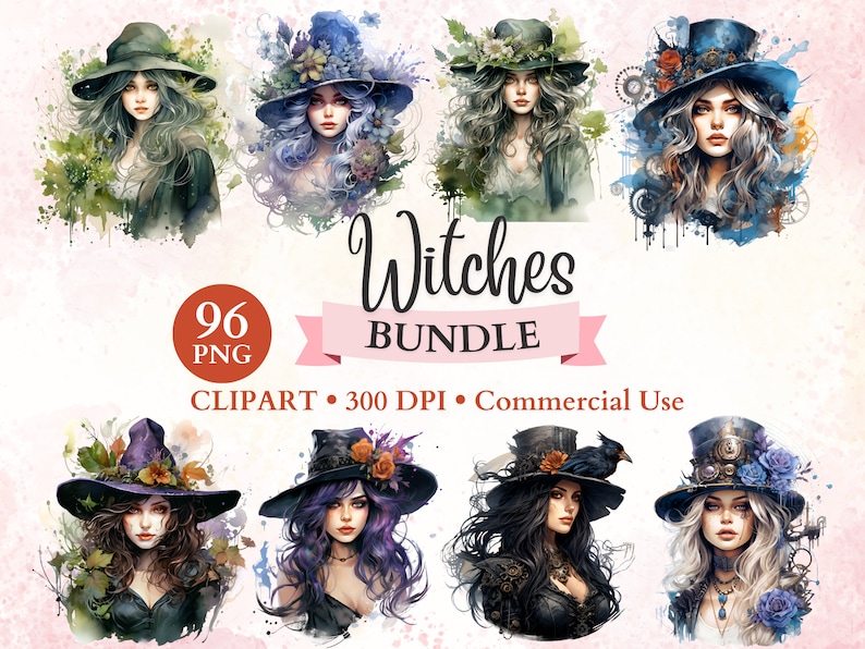 Witches Clipart Bundle, Witchcraft Clipart, Witch Ephemera, Witch Png ...
