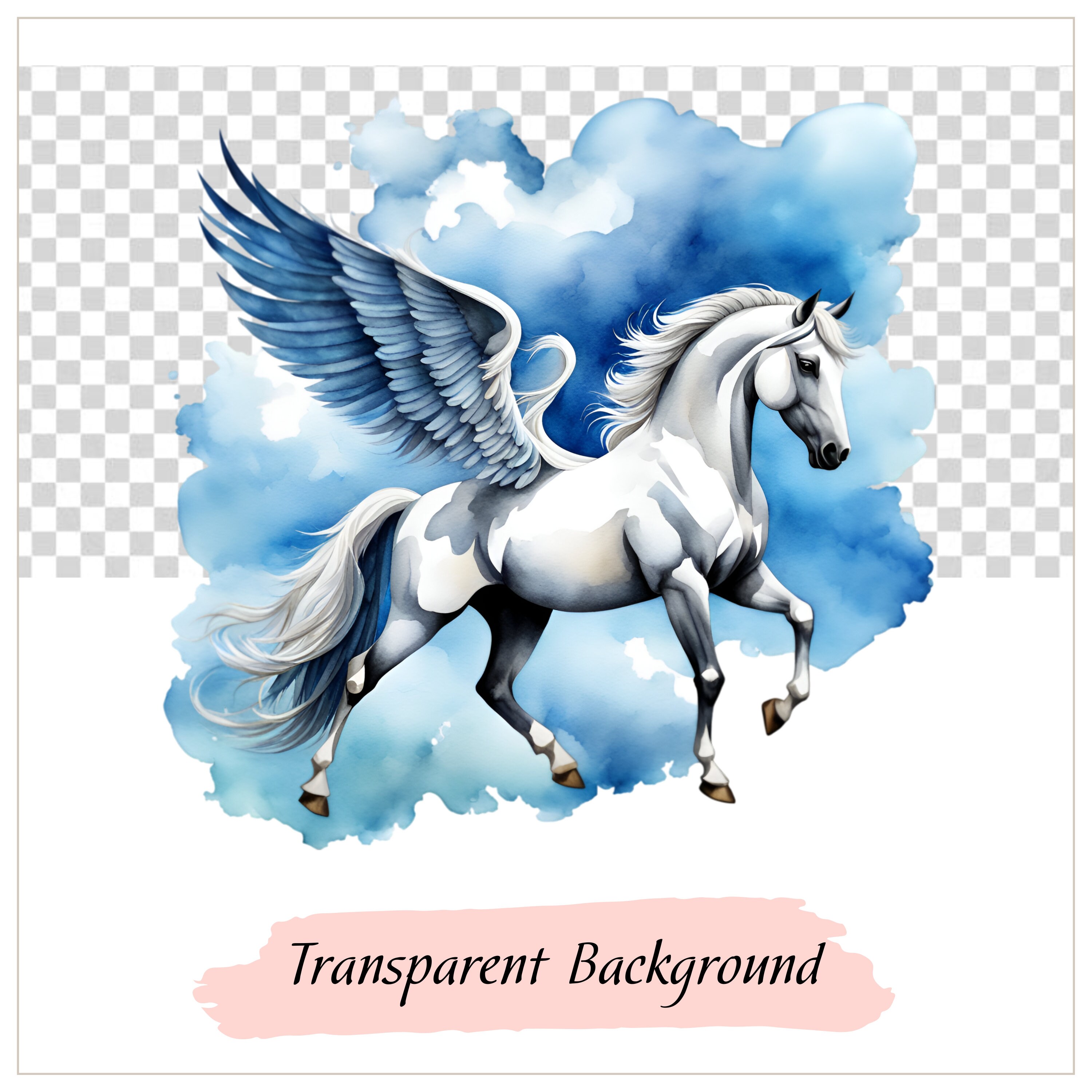Pegasus Clipart, Mythical Creature, Pegasus Vector, Fantasy Figur ...