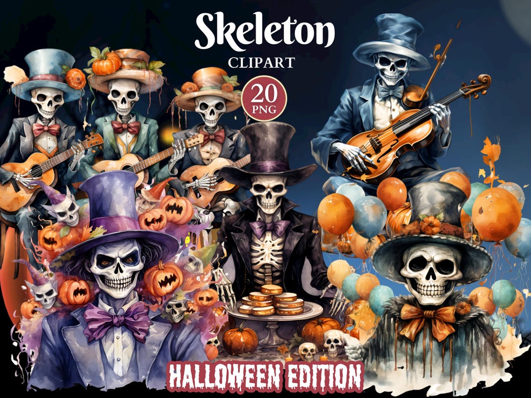 Halloween Skeleton Clipart, Halloween Clipart, Dancing Skeleton, Dia De ...