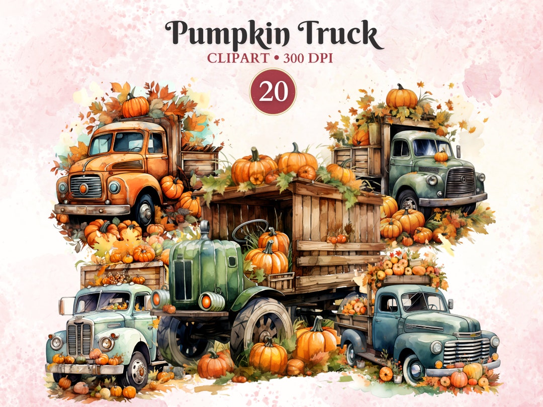 Pumpkin Truck Clipart Vintage Truck Png Farmhouse Clipart - Etsy