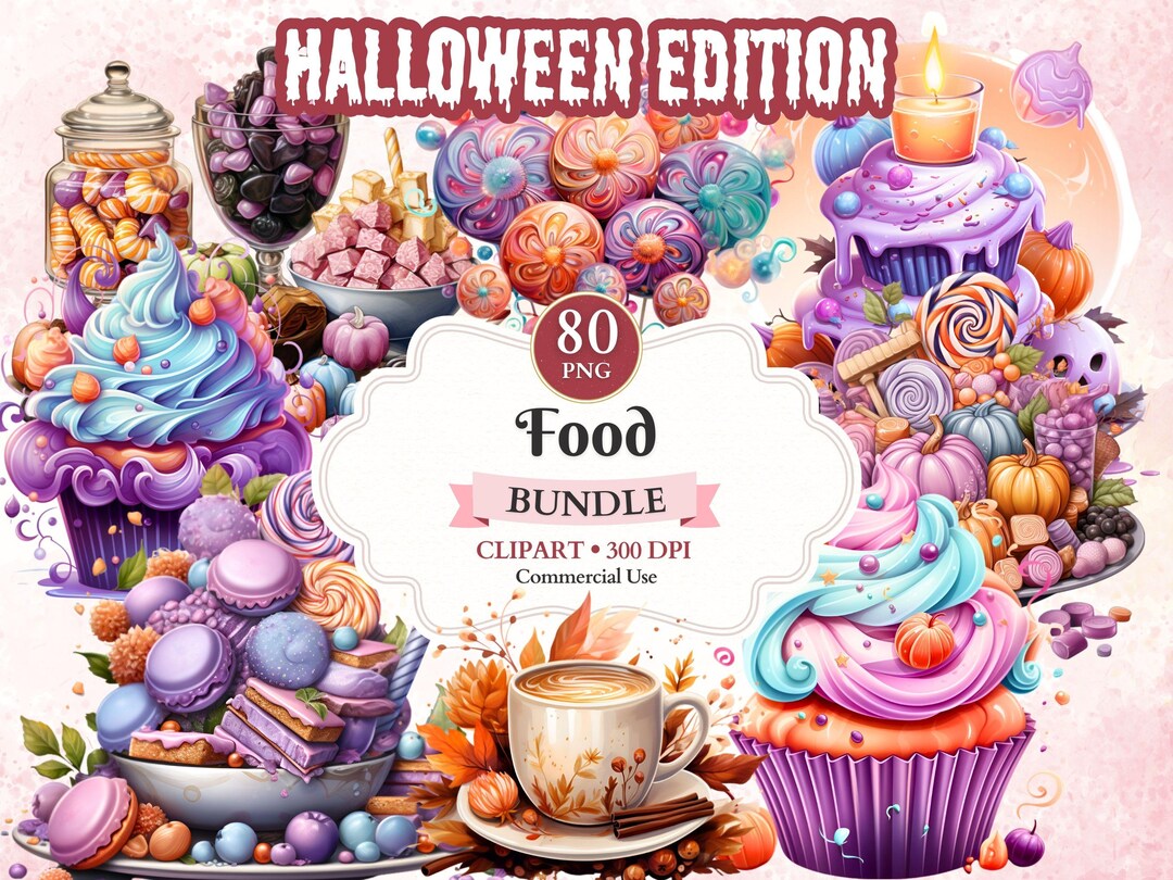 Halloween Food Clipart Bundle, Halloween Clipart, Food Png, Cute ...