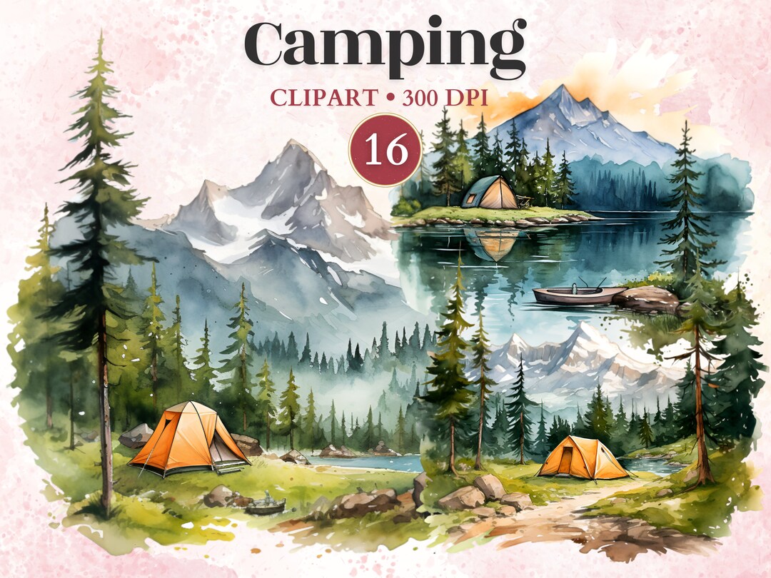 Camping Clipart, Mountain Vector, Forest Graphics, Enchanted Forest ...
