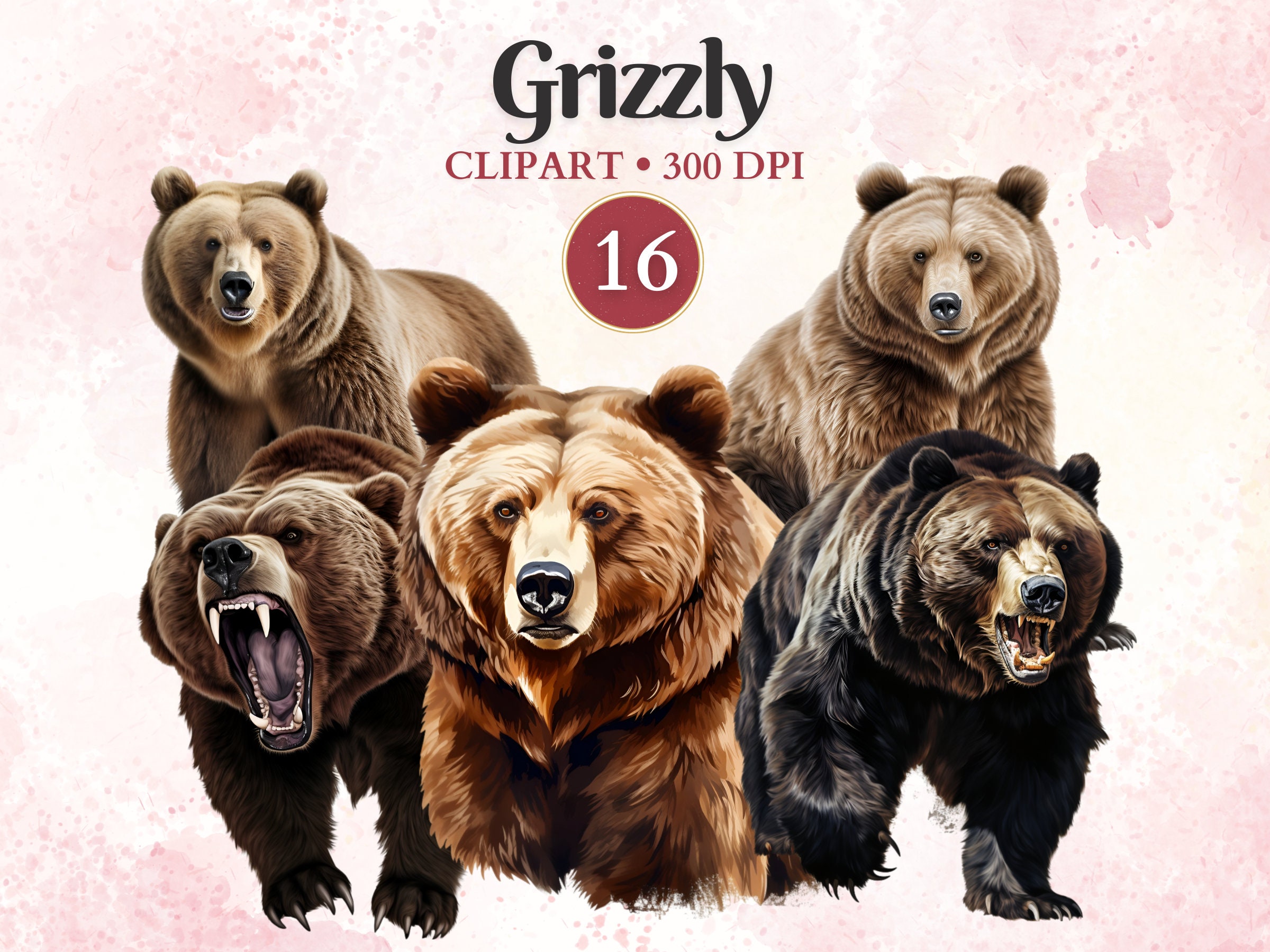 Grizzly Clipart, Wild Animals, Grizzly Bear Clip Art, Wildlife Clipart ...