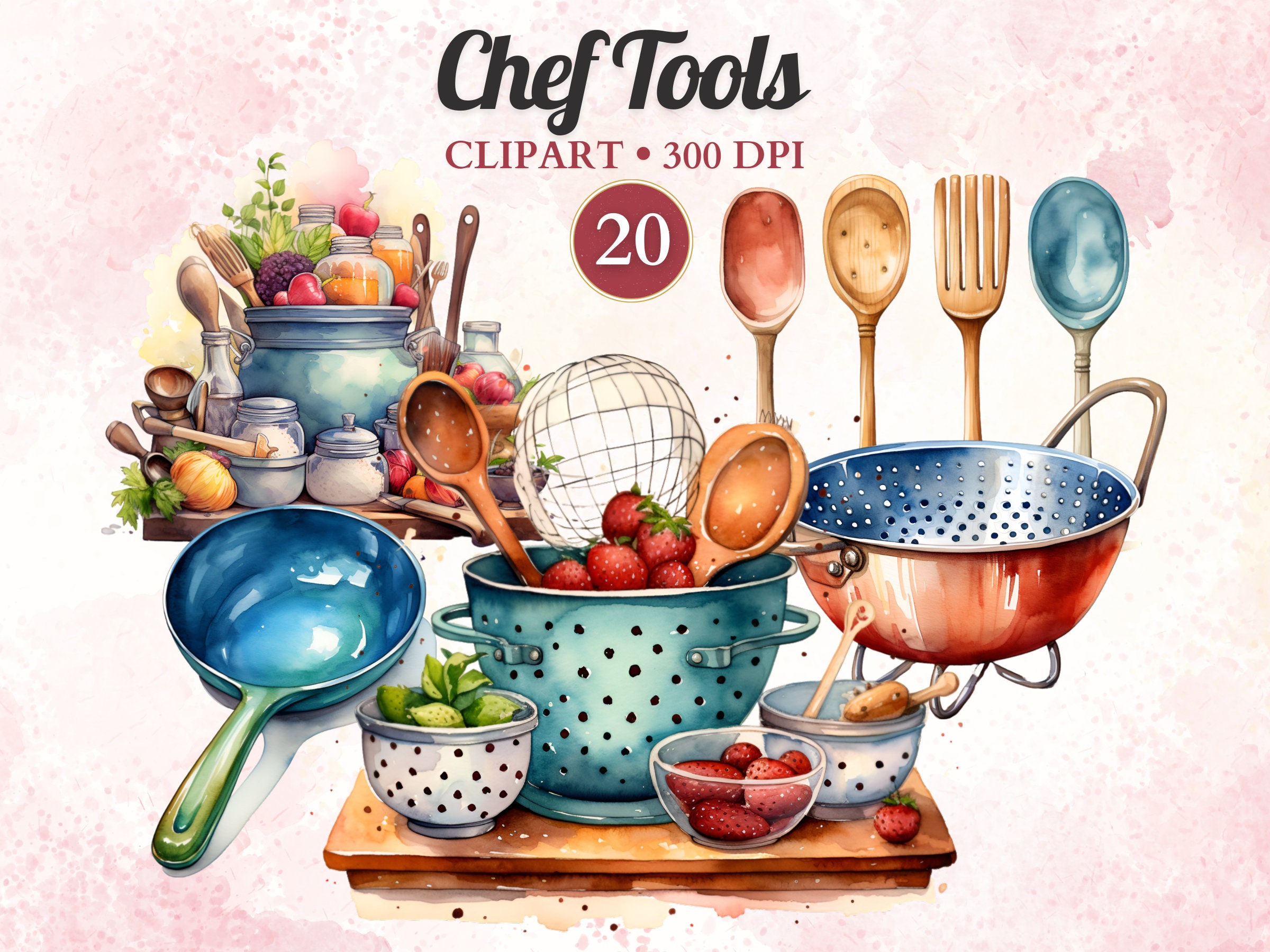Chef Tools Clipart, Cooking Tools Clipart, Kitchen Utensils, Cook, Accessories, Spatula, Pot ...