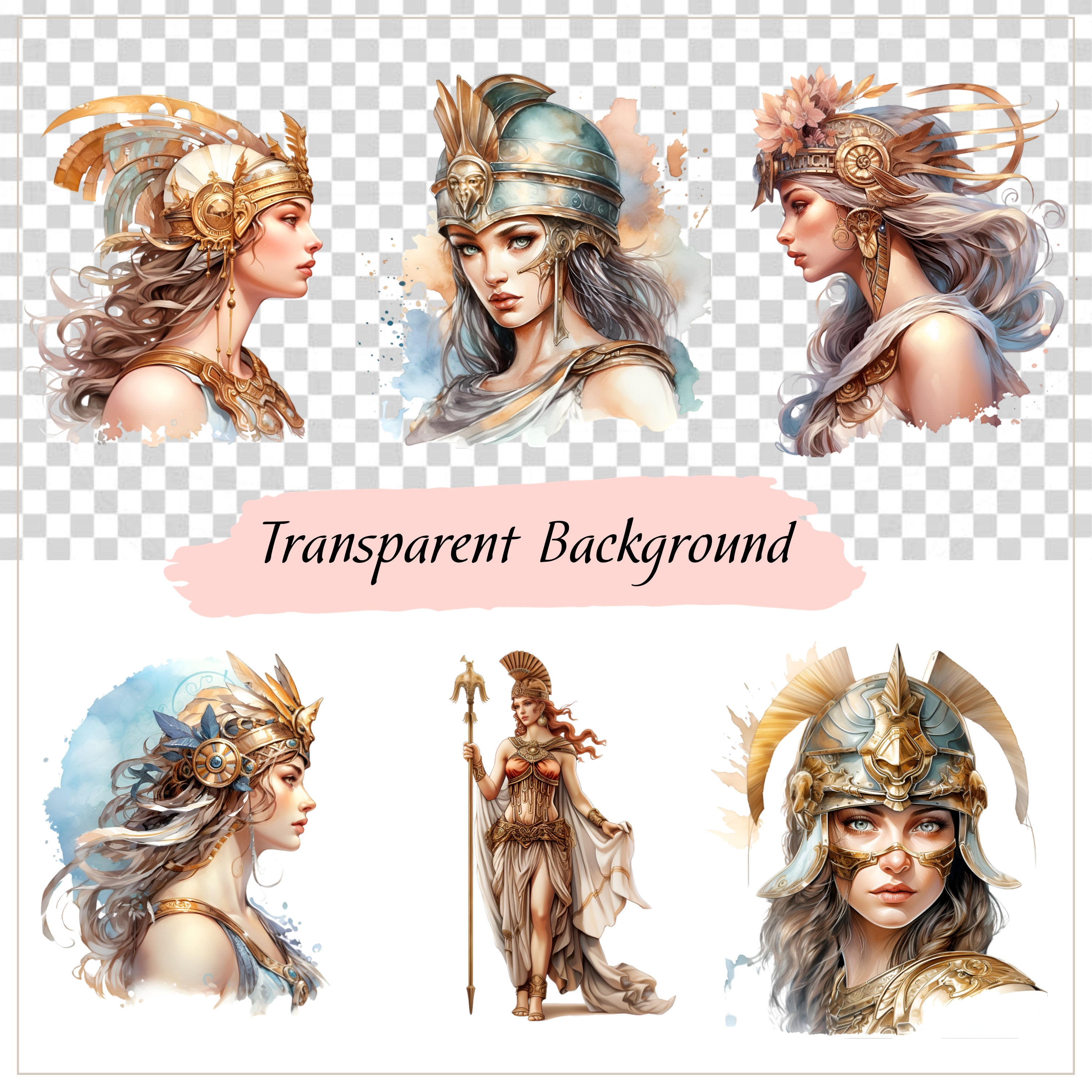 Goddess Athena Clipart, Whimsical Wonder, Mythology Clipart, Greek ...