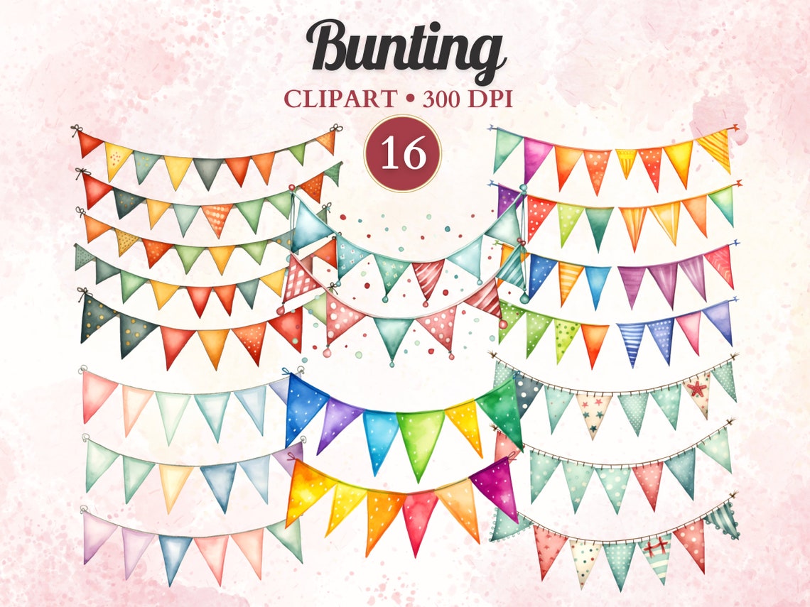 Bunting Clipart, Bunting Png, Rainbow Bunting, Flag Banner Clipart ...