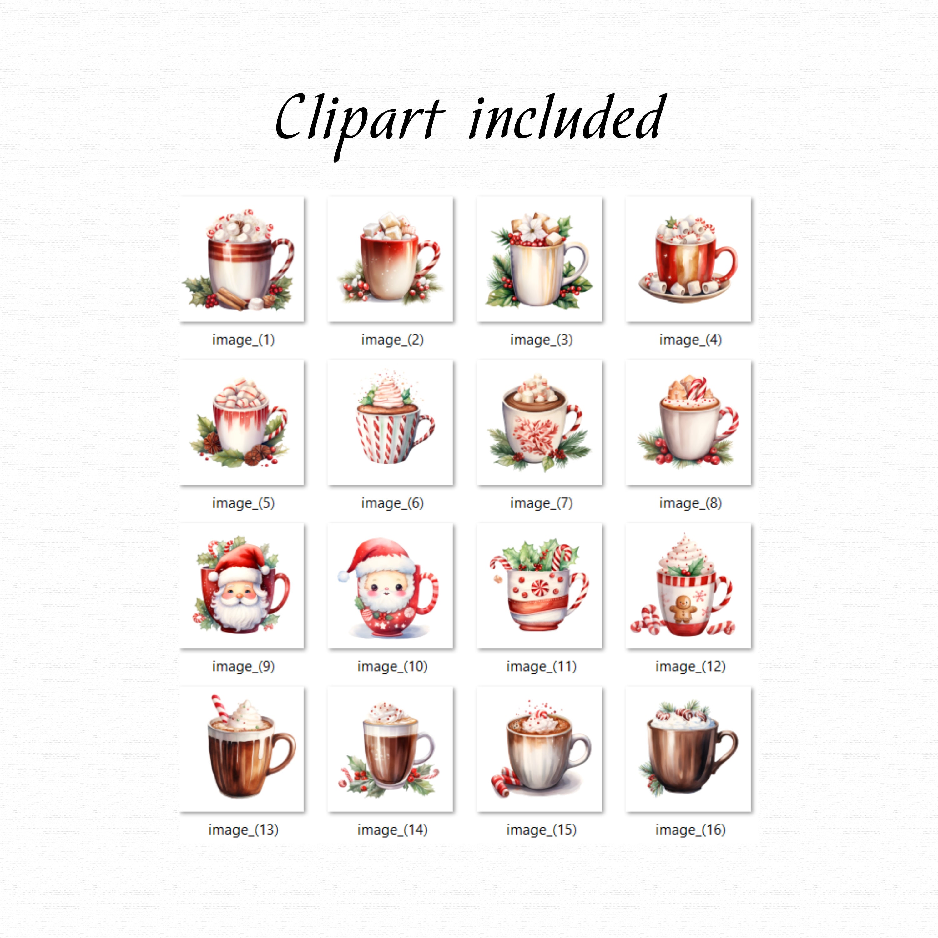Christmas Mug Clipart Hot Cocoa Cup Winter Sweet Clipart - Etsy