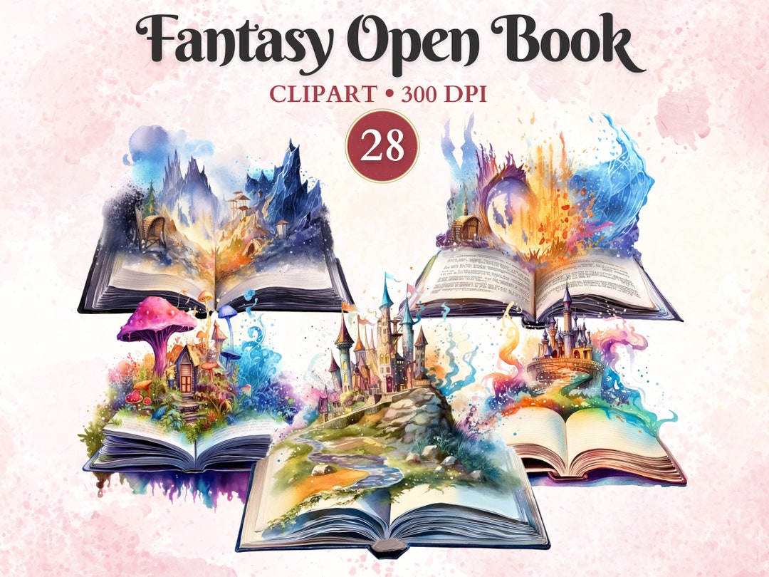 Fantasy Open Book Clipart, Fantasy Books, Magic Books, Magical ...