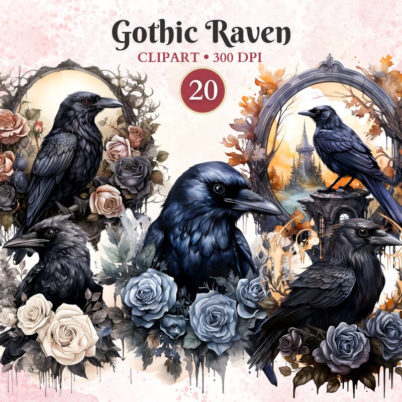 Raven Watercolor - Etsy