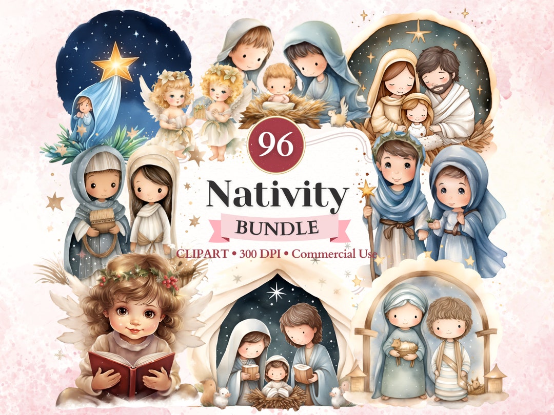Nativity Clipart Bundle, Manger Scene, Jesus, Mary and Joseph, Holy ...