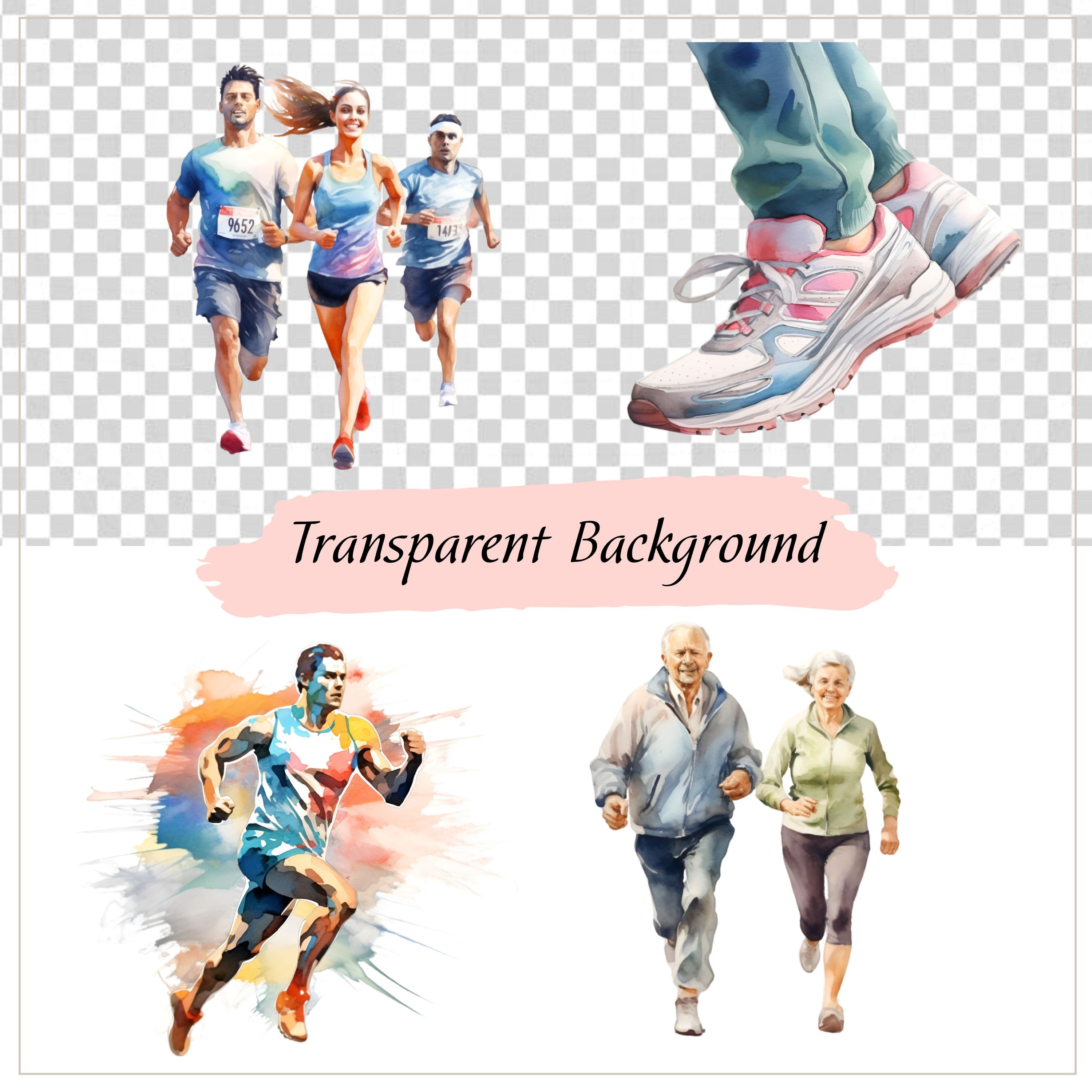 Running Clipart Bundle, Running Png, Runner Clipart, Athletics, Jogging ...