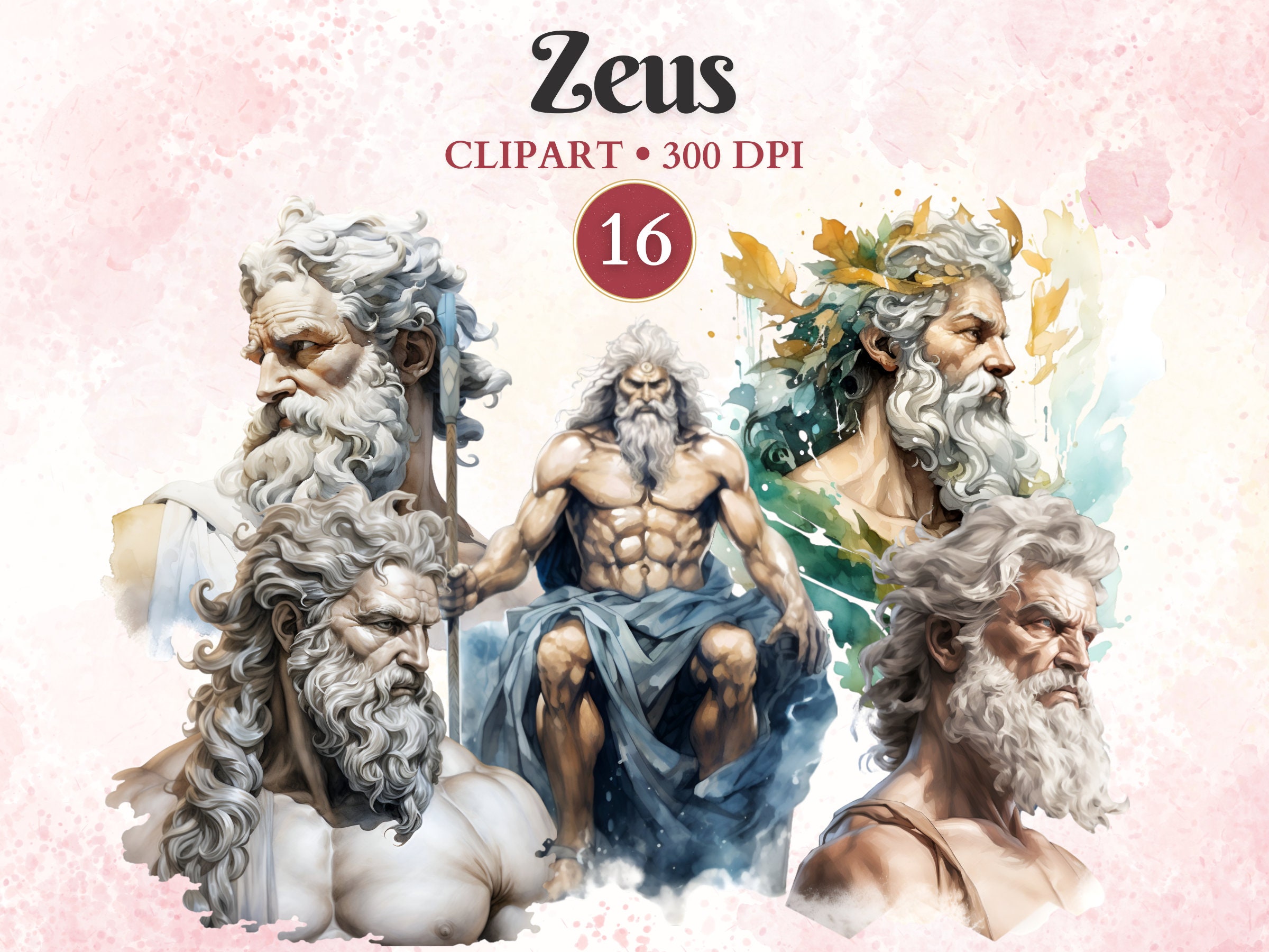 Zeus Clipart, Whimsical Wonder, Mythology Clipart, Greek Gods, Ancient ...