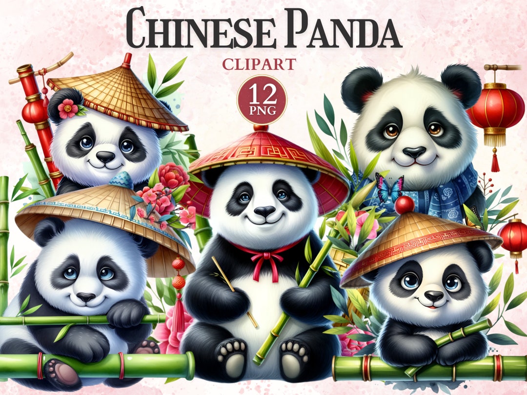 Chinese Panda Clipart, Chinese Designs, Bamboo Art, Panda Graphics ...